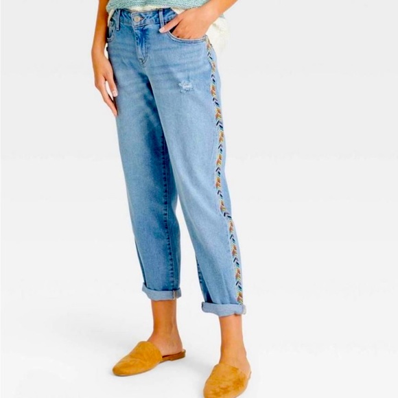 Knox Rose | Jeans | Nwt Knox Rose Boho Mid Rise Baggy Embroidered Jeans ...